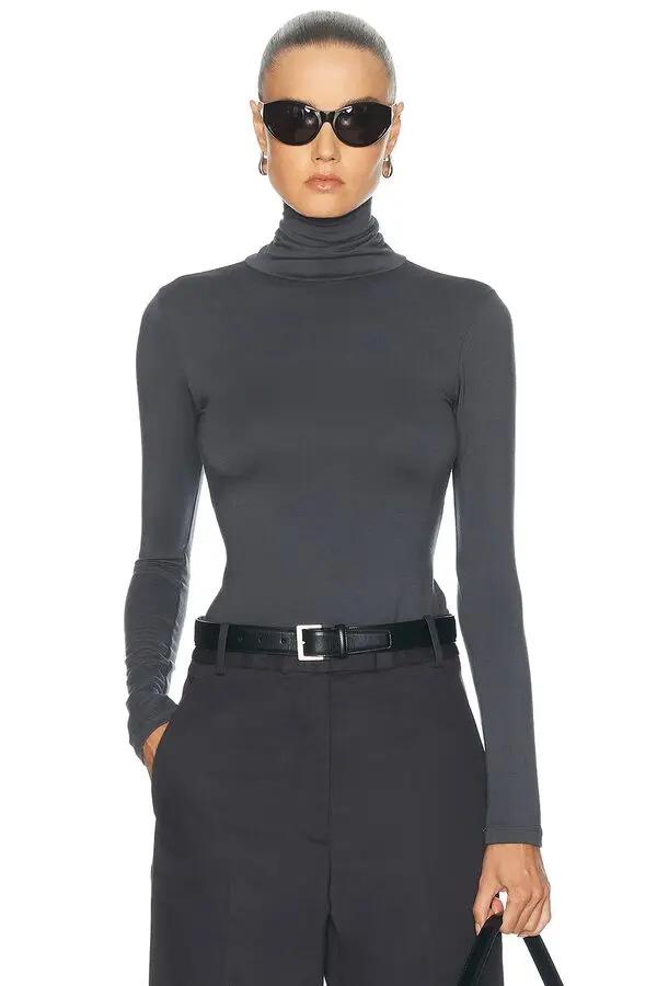 Renggli Turtleneck Top In Charcoal - Anthracite