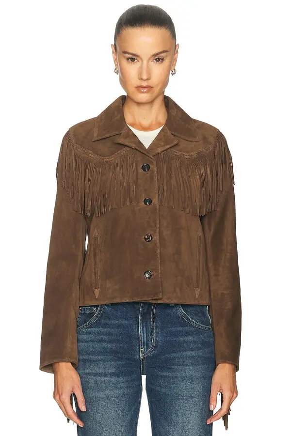 NILI LOTAN Eloi Suede Jacket In Chocolate
