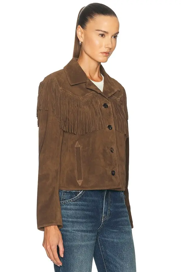 NILI LOTAN Eloi Suede Jacket In Chocolate