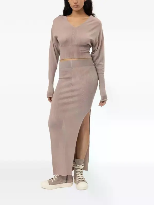 Rick Owens Sacriskirt Ribbed-knit Maxi Skirt