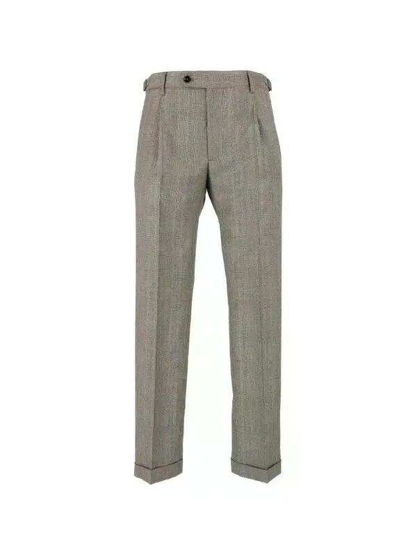 BERWICH Check-pattern Pleated Trousers