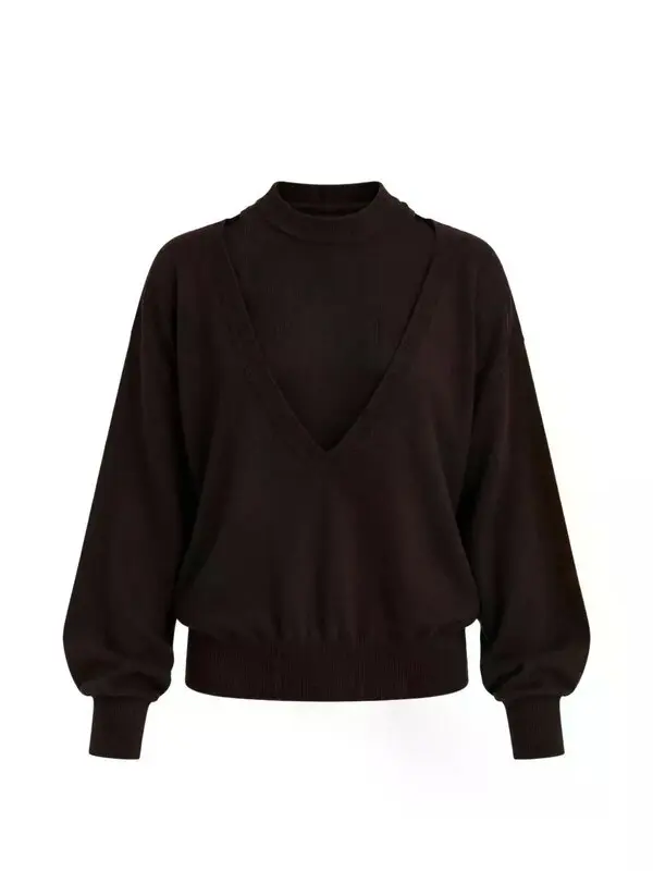 MEIMEIJ Layered-effect Ribbed-trim Sweater - Black