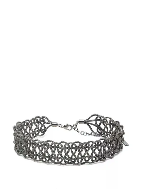 Peserico Woven Chain Choker Necklace - Black