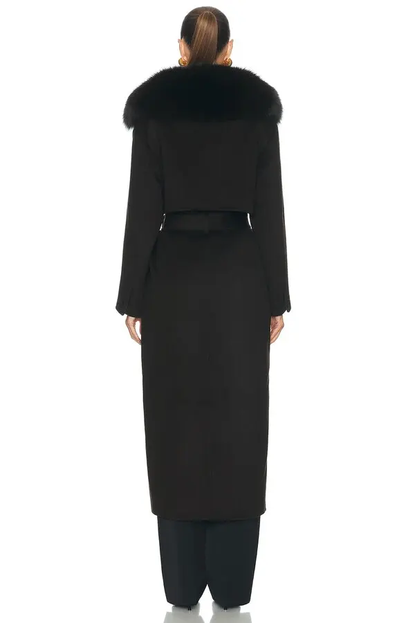 YVES SALOMON Long Coat In Brown