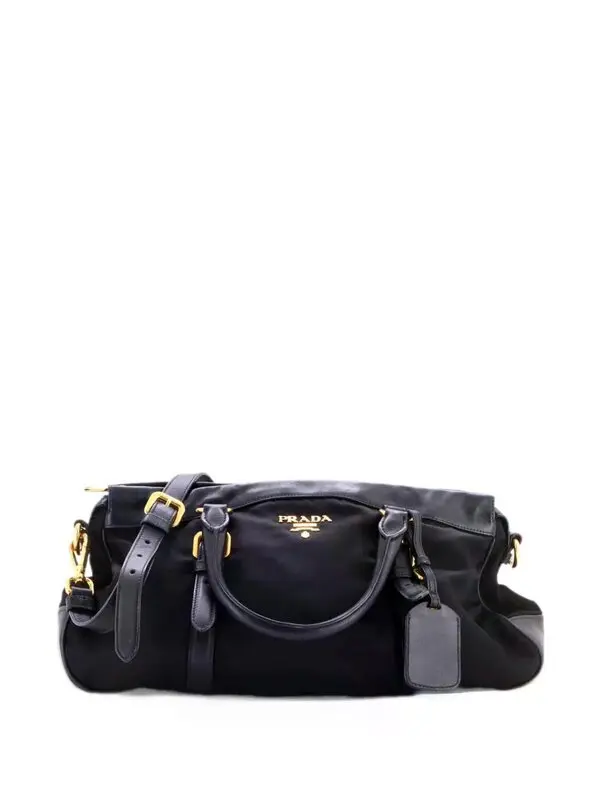 Prada Convertible Belted Tessuto With Leather Large Satchel