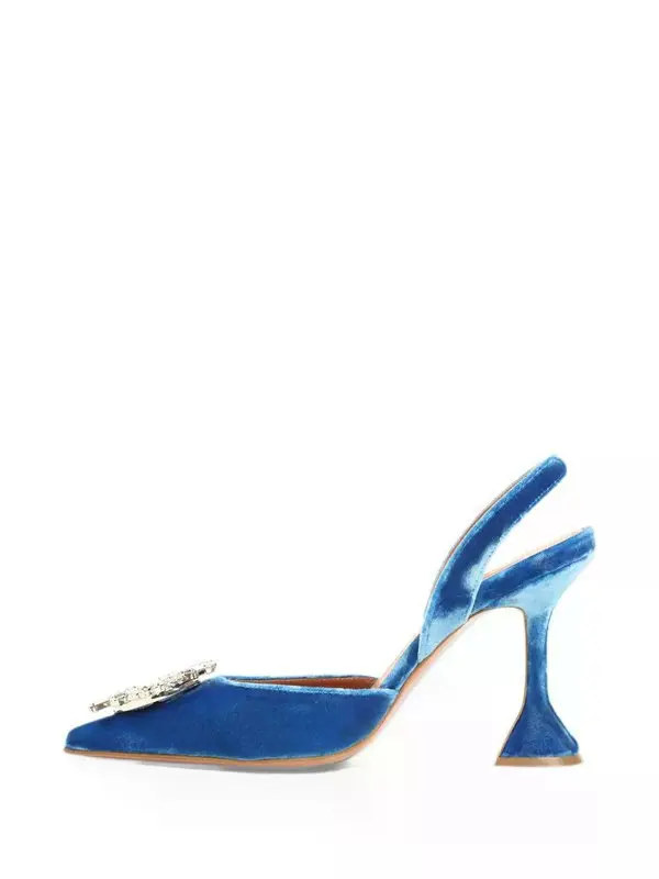 Amina Muaddi Begum Sling 95 Velvet Pumps - Blue