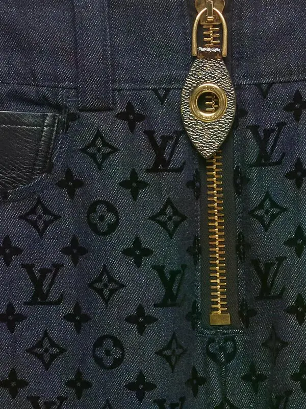 LOUIS VUITTON Monogram-pattern High-waisted Jeans - Blue