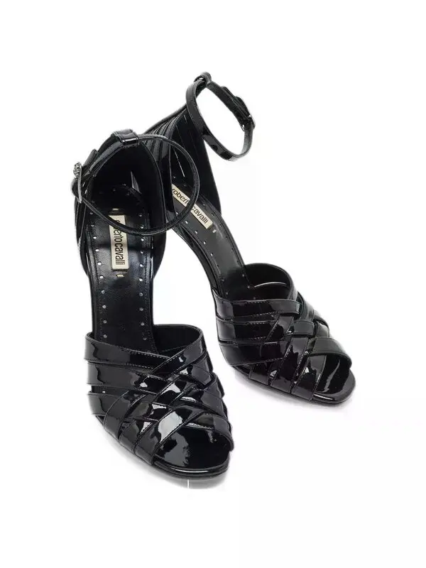 Roberto Cavalli Mirror Snake Ankle-strap Sandals