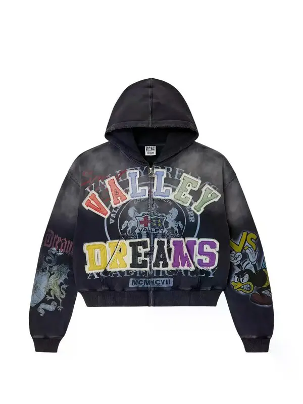 VALE FOREVER Patchwork Faded Hoodie - Black