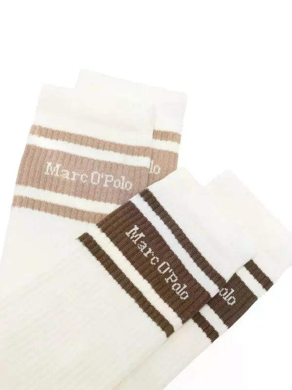 Marc O'polo Logo-embroidered Striped-detail Socks