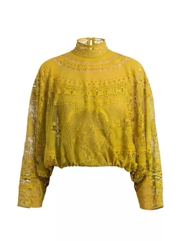 GEMY MAALOUF Guipure-lace High-neck Top