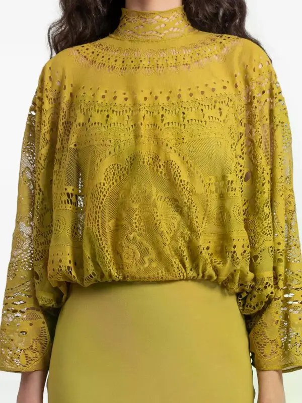 GEMY MAALOUF Guipure-lace High-neck Top