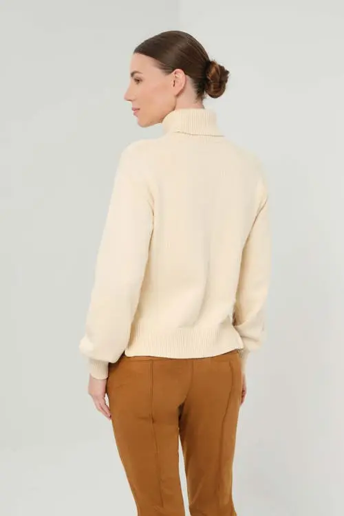 Anatomie Wabi Mix Sweater Mixed-stitch Cableknit Turtleneck - Latte