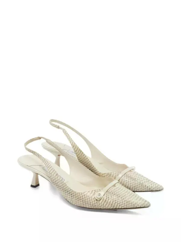 JIMMY CHOO Amita Snake-print Leather Slingback Pumps