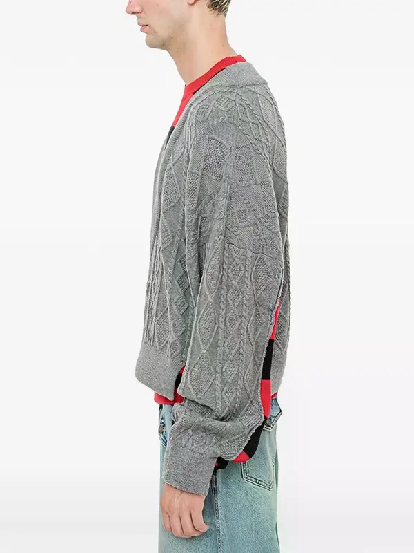 EGONLAB Cable-knit V-neck Sweater
