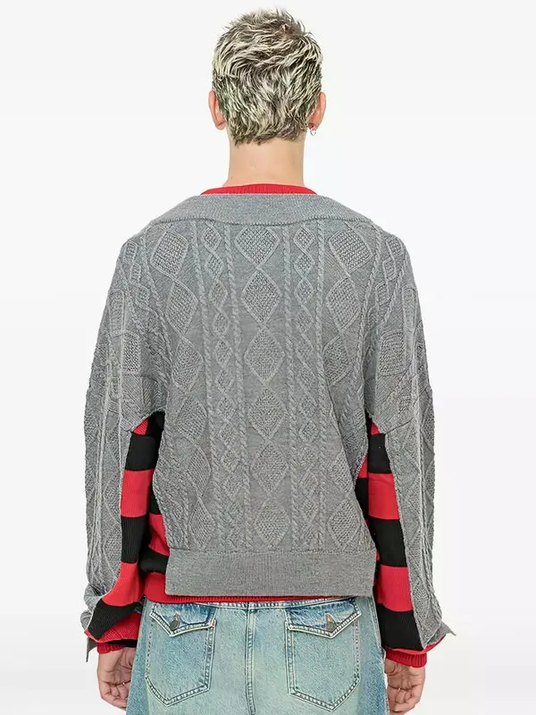 EGONLAB Cable-knit V-neck Sweater