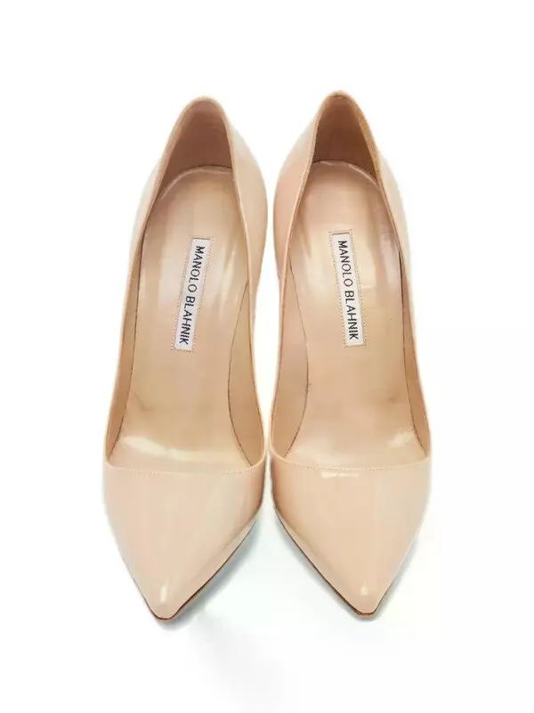 Manolo Blahnik Bb Patent Leather Pointed-toe Pumps - Neutrals