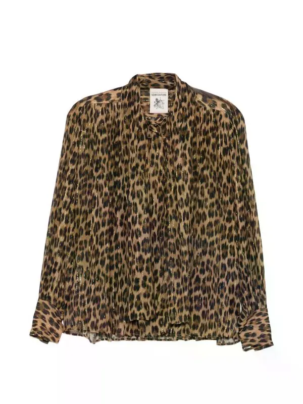 SEMICOUTURE Leopard-print Pussy-bow-collar Shirt