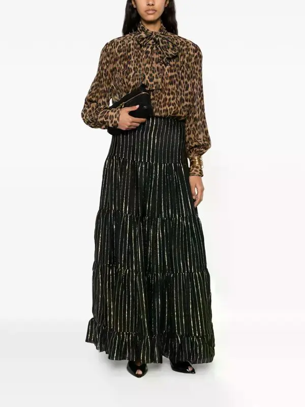 SEMICOUTURE Leopard-print Pussy-bow-collar Shirt