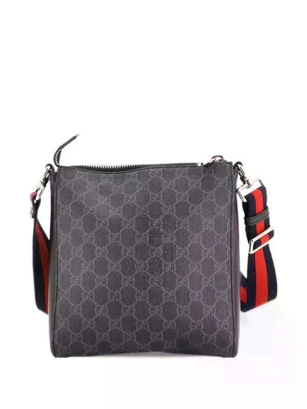 Gucci Web Strap Front Zip Messenger Bag Gg Coated Canvas Small Crossbody Bag