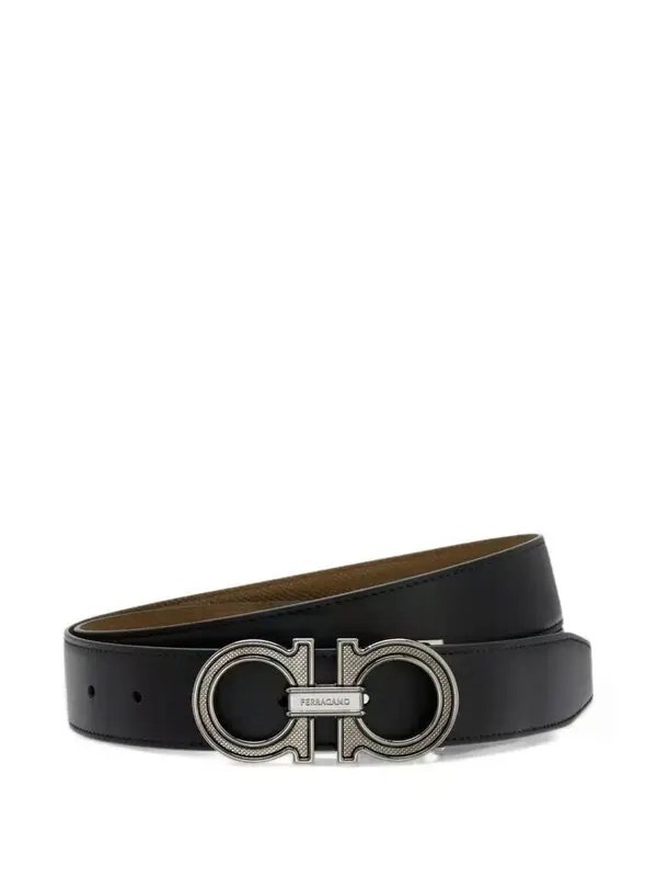 FERRAGAMO Reversible And Adjustable Gancini Belt - Black
