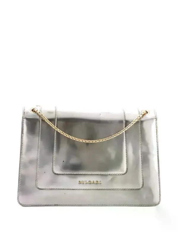 BVLGARI Serpenti Forever Patent Medium Shoulder Bag - Silver