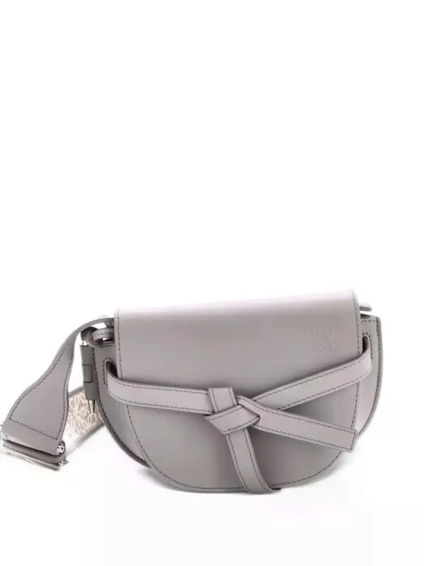 Loewe Gate Dual Shoulder Bag Leather Mini Crossbody Bag - Grey