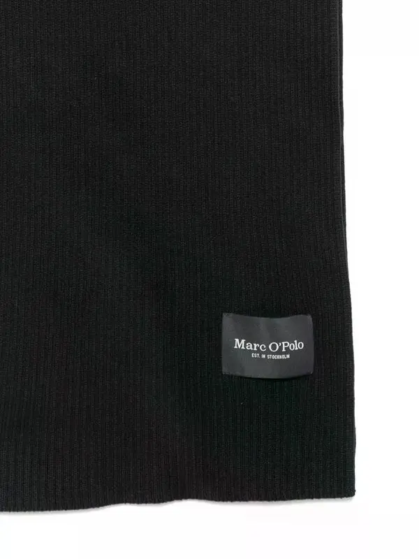 Marc O'polo Ribbed-knit Logo-patch Scarf And Beanie Hat Set