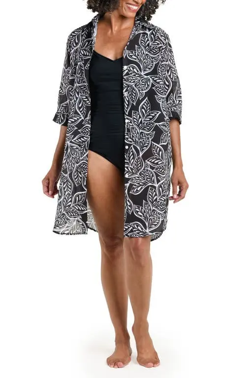 MAXINE OF HOLLYWOOD Native Vines Cover-up Camp Shirt