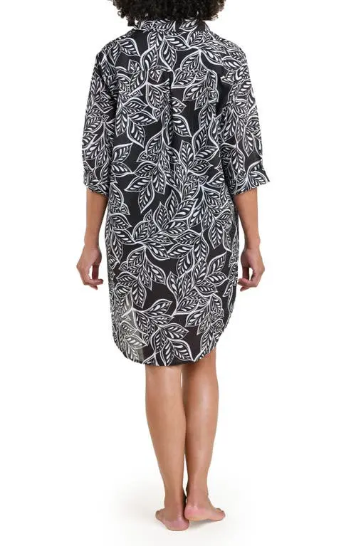 MAXINE OF HOLLYWOOD Native Vines Cover-up Camp Shirt
