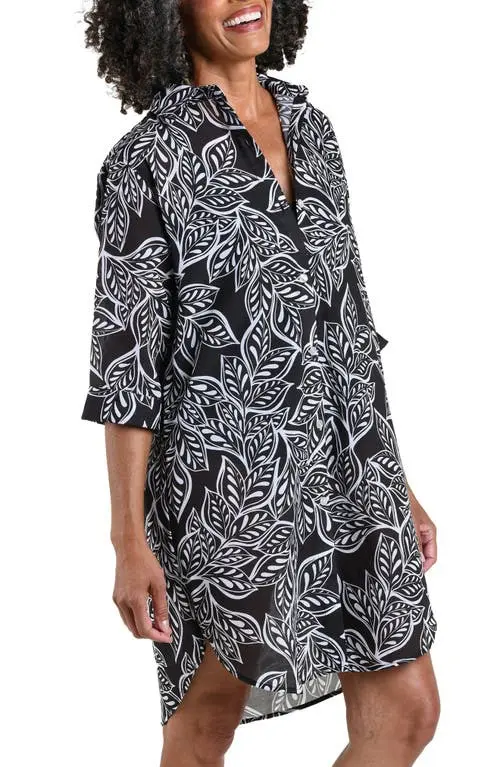 MAXINE OF HOLLYWOOD Native Vines Cover-up Camp Shirt