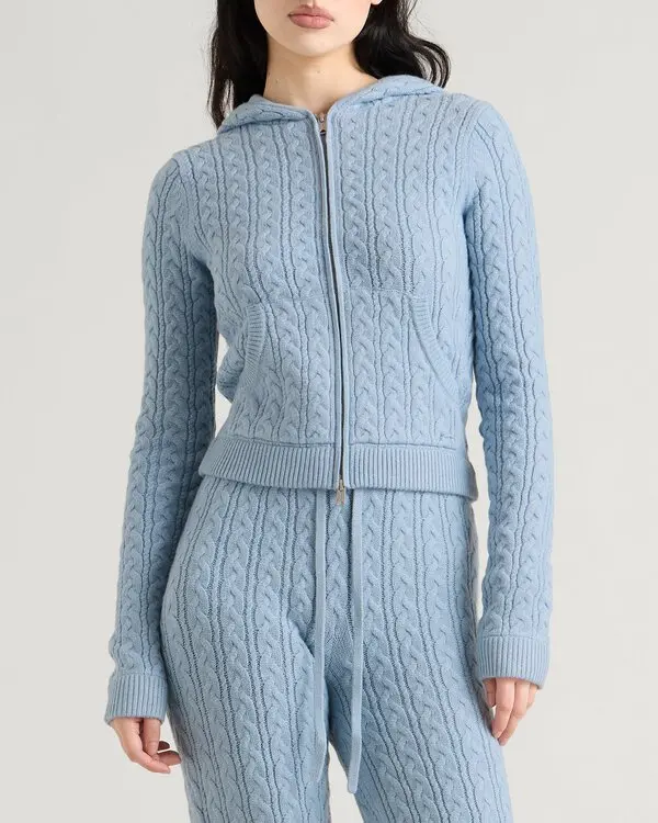 SKIMS Sweater Knit Cable Zip Up Hoodie - Fog