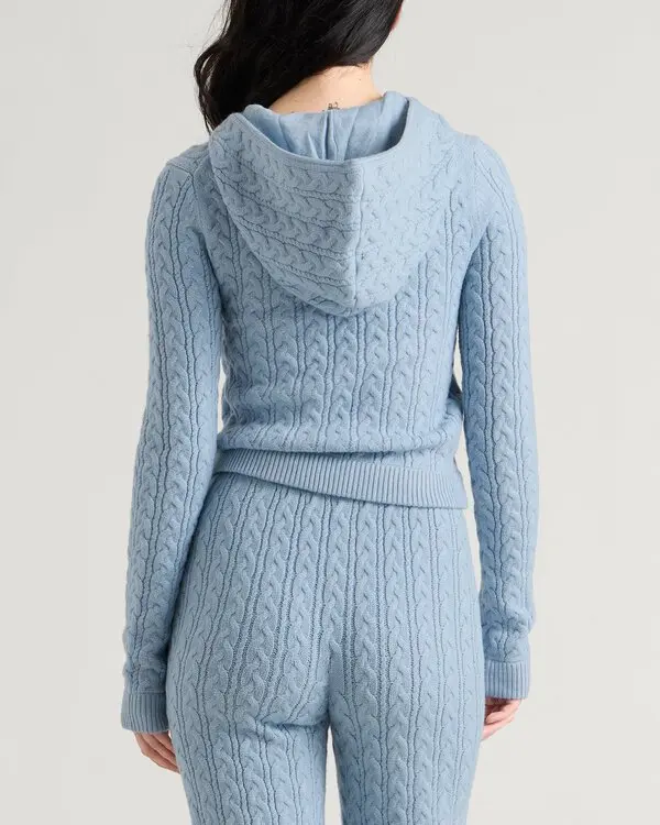 SKIMS Sweater Knit Cable Zip Up Hoodie - Fog