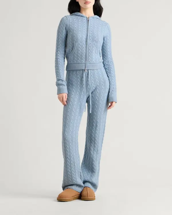 SKIMS Sweater Knit Cable Zip Up Hoodie - Fog
