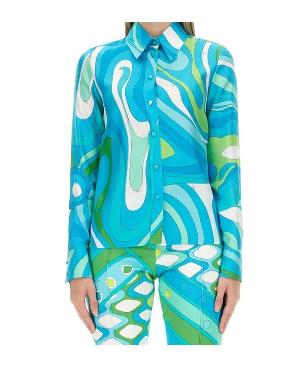 Emilio Pucci Marmo-printed Straight Hem Shirt