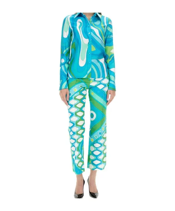 Emilio Pucci Marmo-printed Straight Hem Shirt