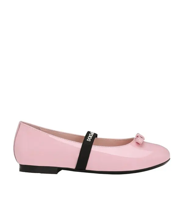 Dolce & Gabbana Logo-strap Bow Ballerina Shoes