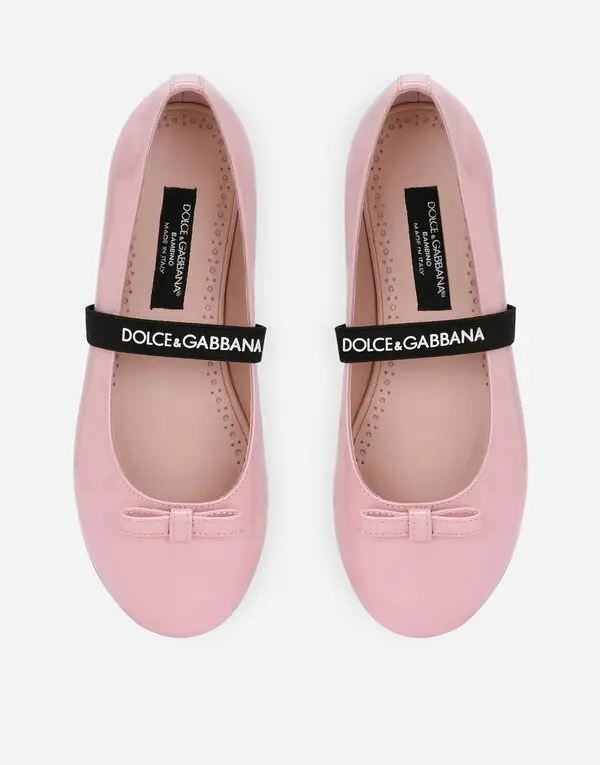 Dolce & Gabbana Logo-strap Bow Ballerina Shoes