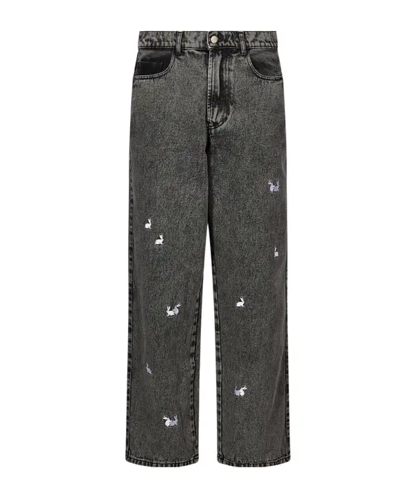 CARNE BOLLENTE Billionaire Rabbit-embroidered Acid-wash Jeans
