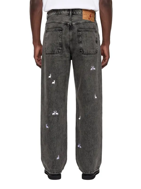 CARNE BOLLENTE Billionaire Rabbit-embroidered Acid-wash Jeans