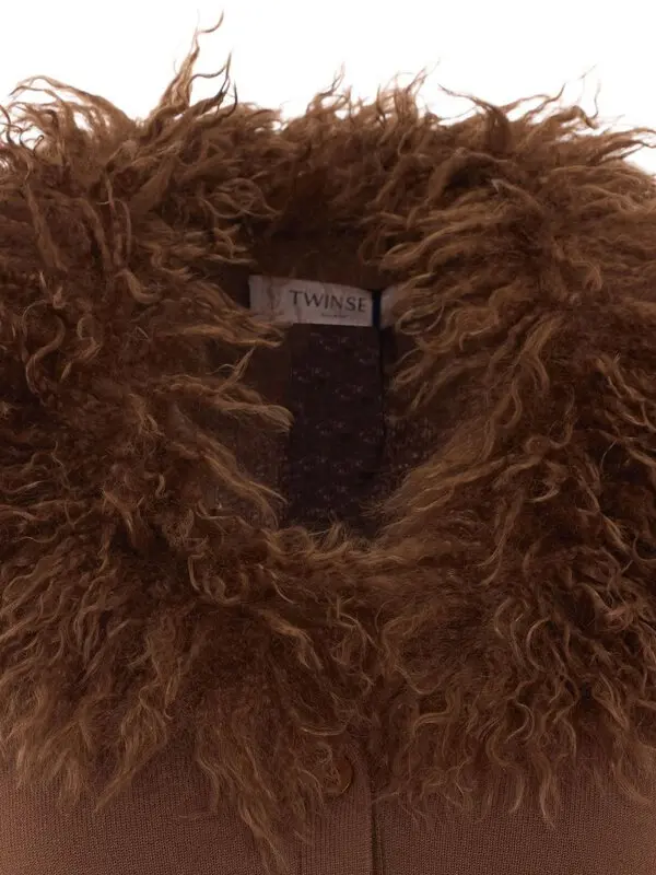 TWINSET Knit Top With A Faux Fur Collar