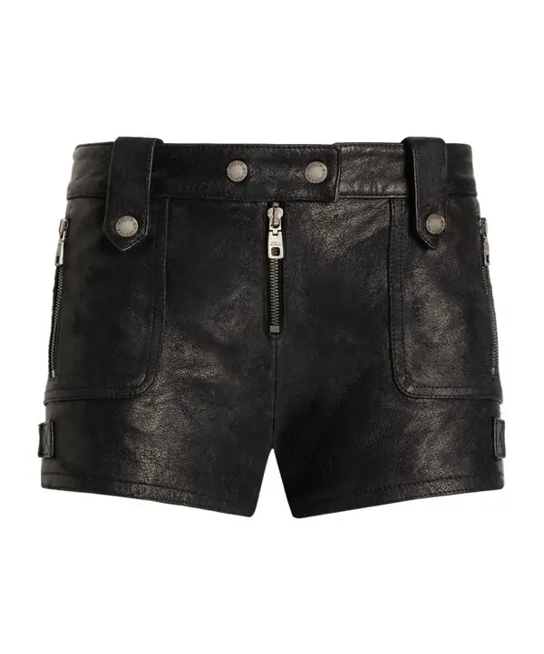 Dolce & Gabbana Zip-fastening Pocket Leather Mini Shorts