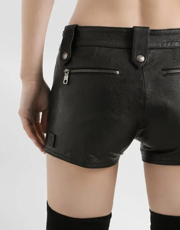 Dolce & Gabbana Zip-fastening Pocket Leather Mini Shorts