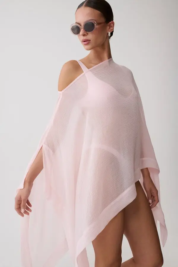 Meshki Leilani Sheer Draped Asymmetric Top
