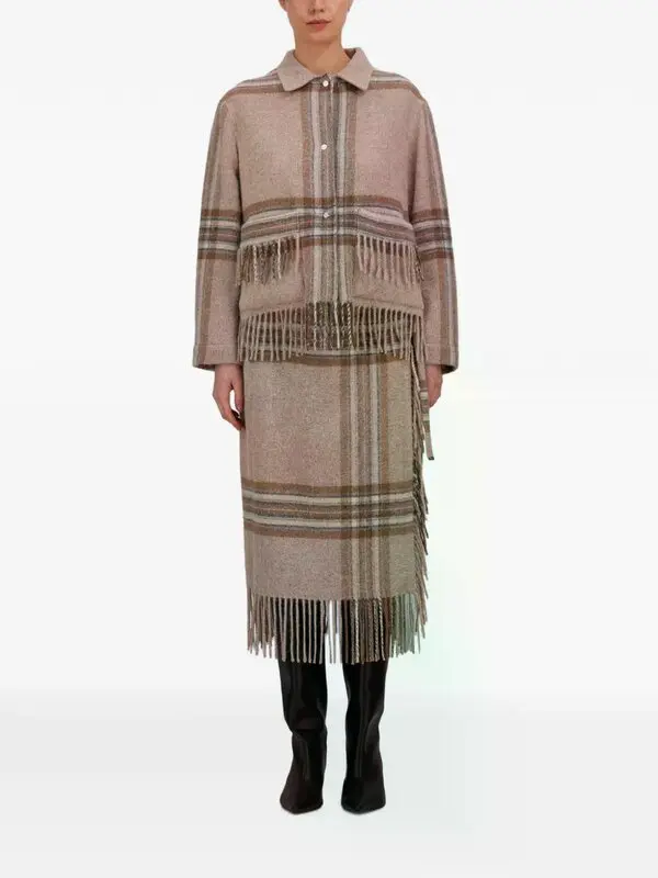 Herno Fringe-trimmed Checked Jacket