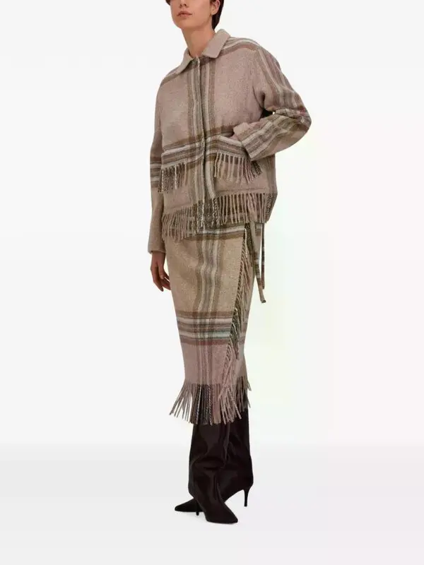 Herno Fringe-trimmed Checked Jacket