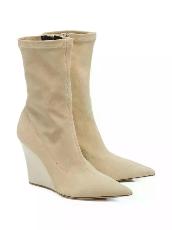 Paris Texas Suede Mid Calf Wedge Boots