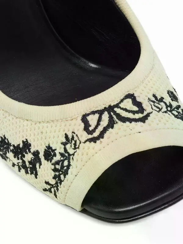 Fendi Flower-embroidered Square-toe Sandals