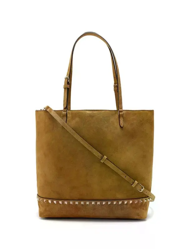 Valentino Garavani Rockstud Suede Shoulder Bag - Brown