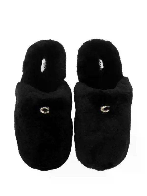 COACH Shearling Crystal-embellished Slippers
